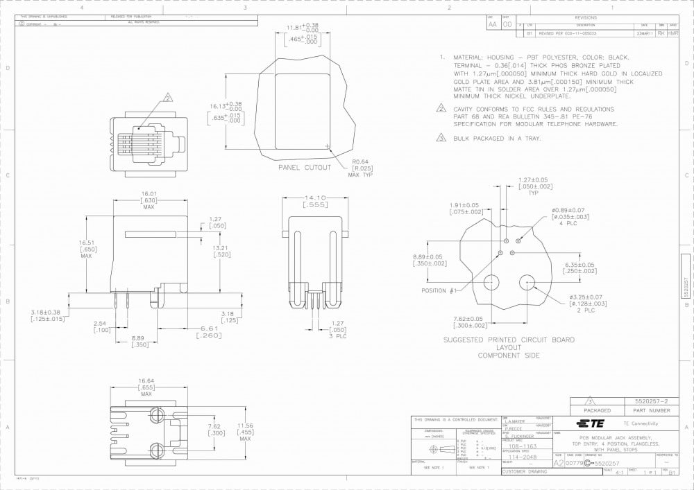 TE Connectivity 5520257-2 controlled drawing preview