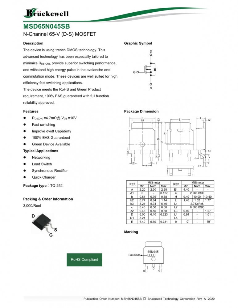 MSD65N045SB datasheet page 1