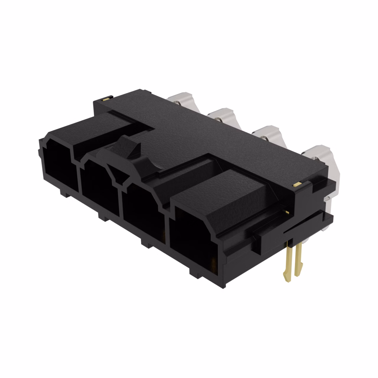 Mini-Fit Sr. Right-Angle Header, 10.00mm Pitch, Single Row, 4 Circuits, 5.10mm Tail Length, for 2.36mm PCB, 0.76µm Gold (Au) Plating, with Clip for sale