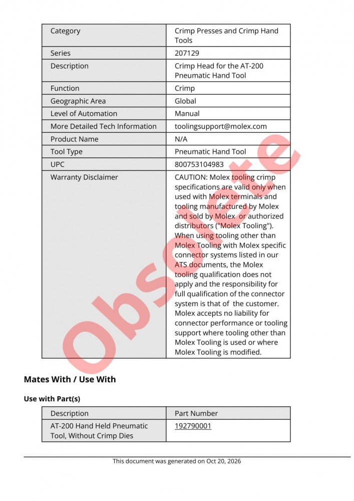 Technical document image 2 for MOLEX 192830013