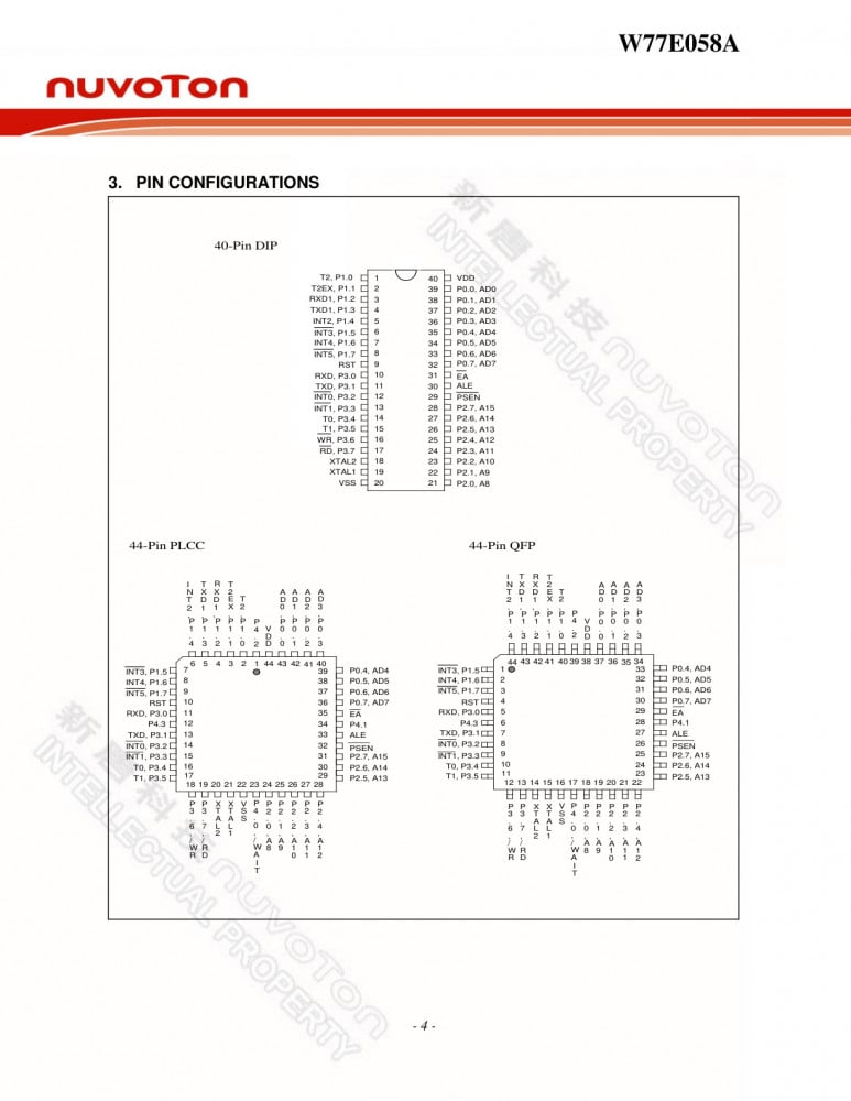 W77E058 datasheet page 4