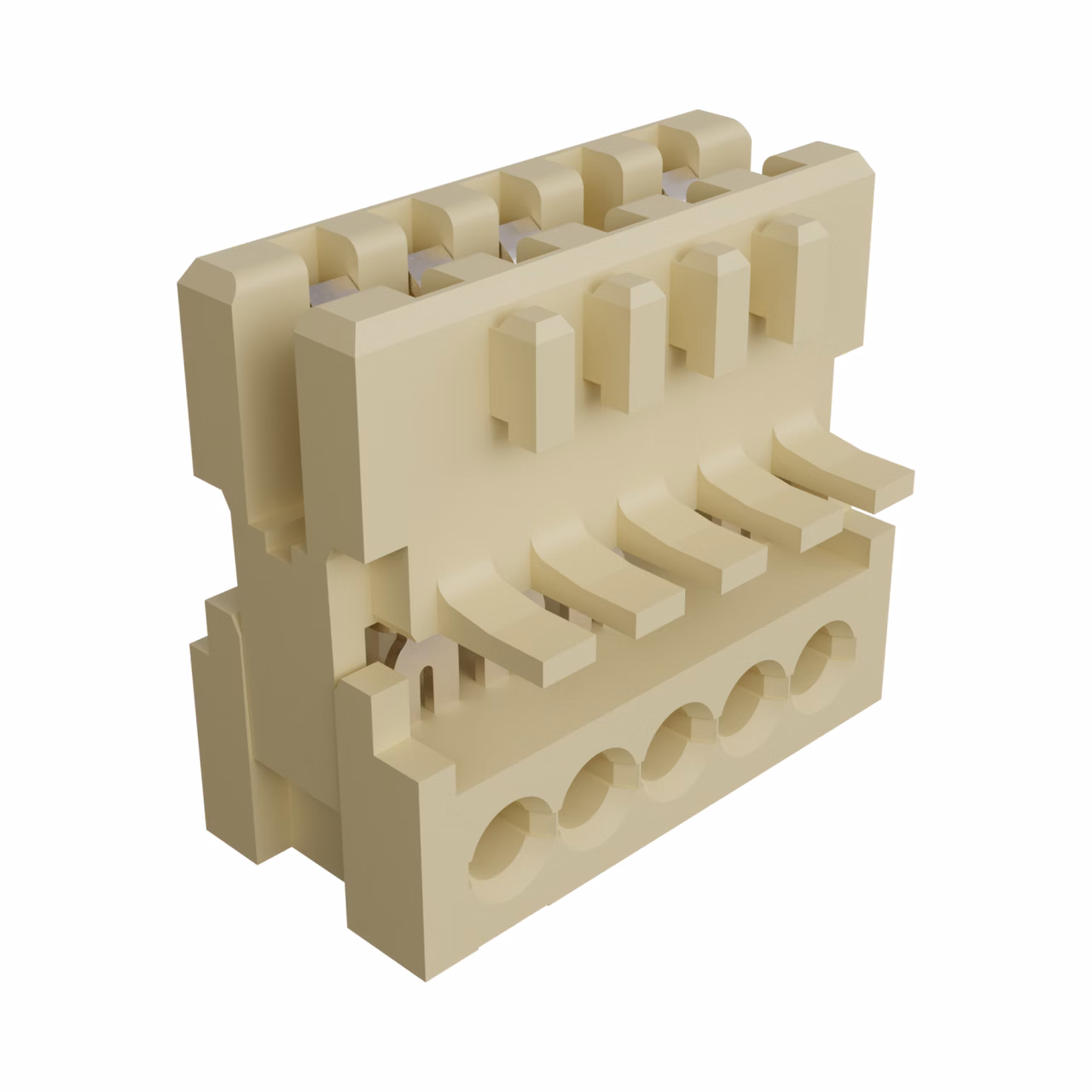 Appli-Mate RAST 2.5 IDT Connector, 2.50mm Pitch, Direct/Indirect, Female, Beaded Terminal, 5 Circuits, Position Keys A and F Removed, Open Endwalls, Circuit 4 Voided for sale