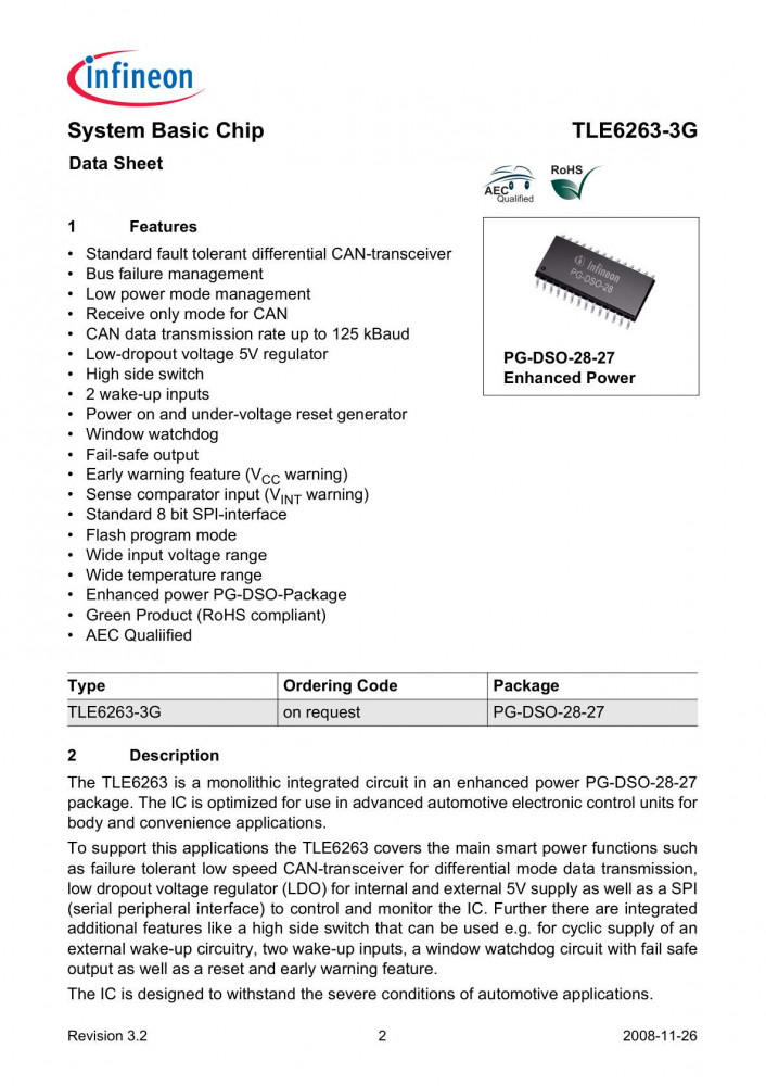 TLE6263GNUMA1 datasheet page 2