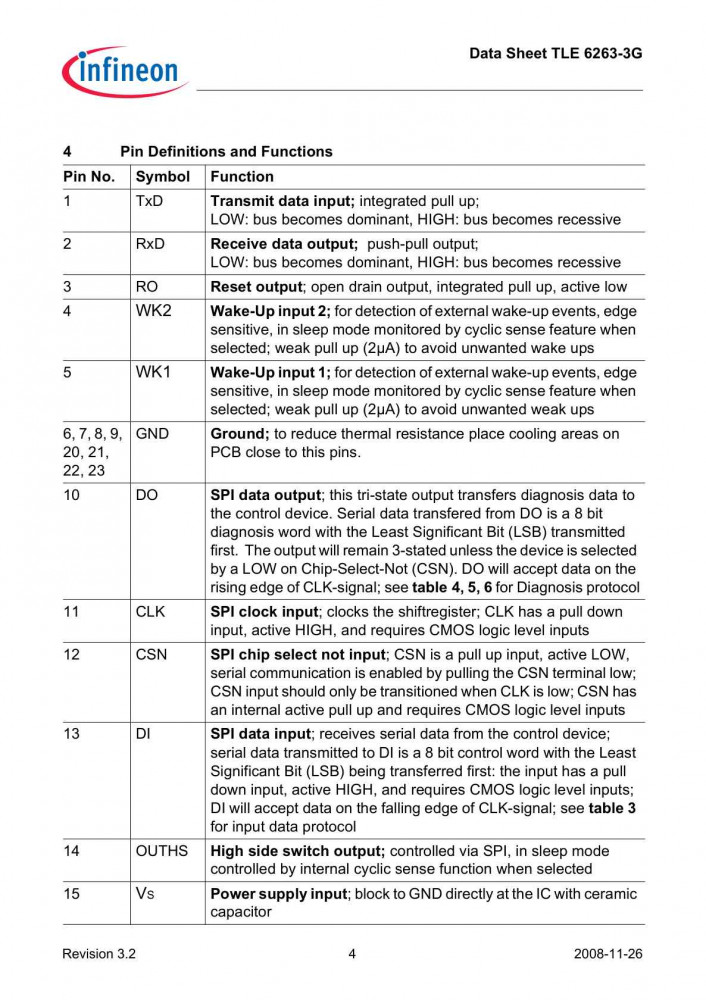 TLE6263GNUMA1 datasheet page 4