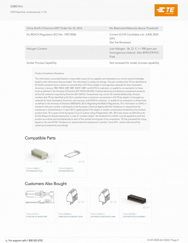 TE Connectivity 2288218-6 technical document page 2