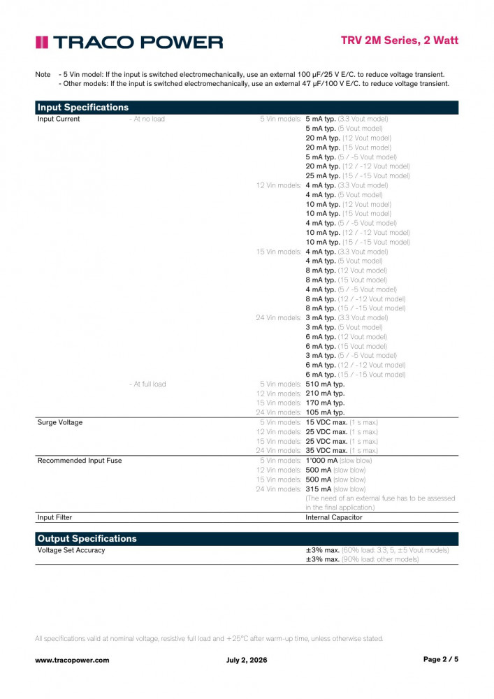 TRV 2M technical document page 2