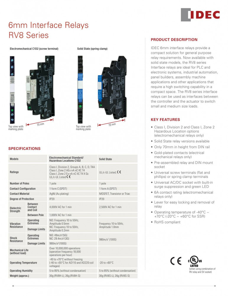 IDEC RV8 series technical document page 1
