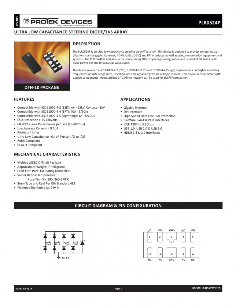 PLR0524P-LF-T7 datasheet page 1