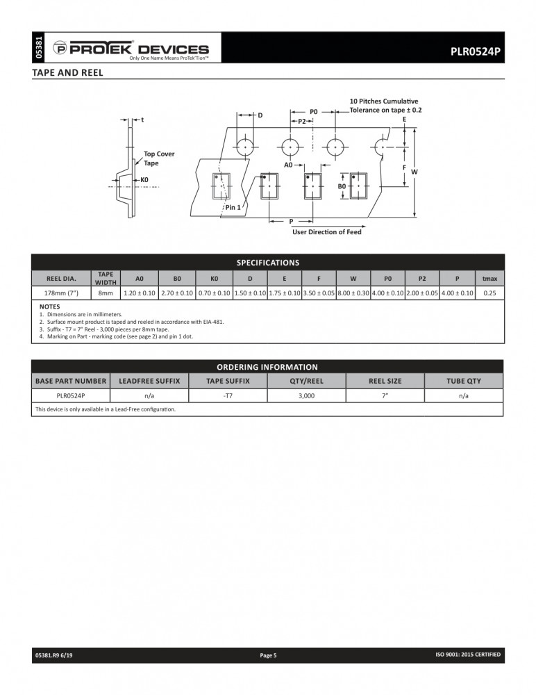 PLR0524P-LF-T7 datasheet page 5