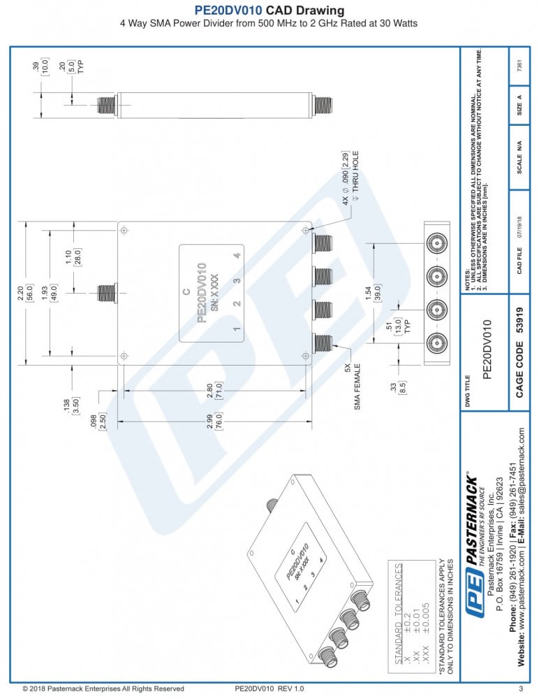 PE20DV010 technical document page 3