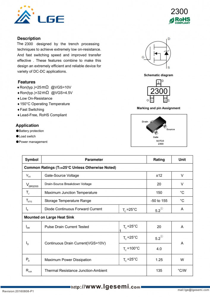 LGE2300 datasheet page 1