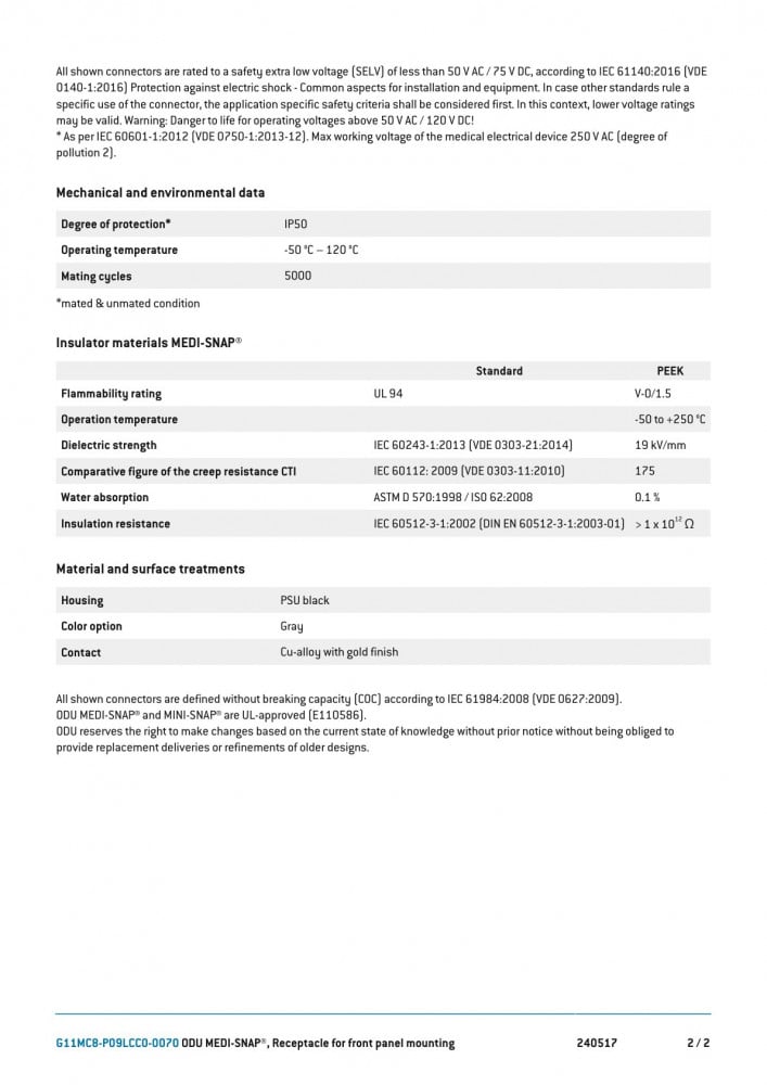 ODU MEDI-SNAP technical document page 2