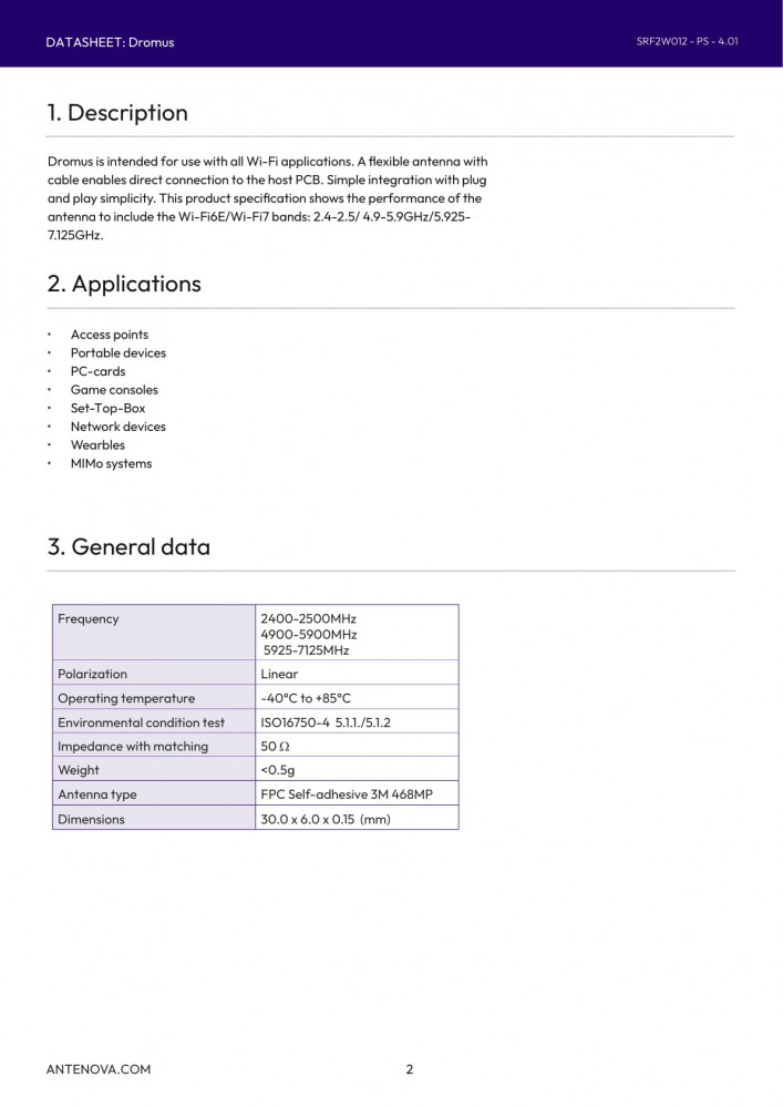 Dromus datasheet page 2