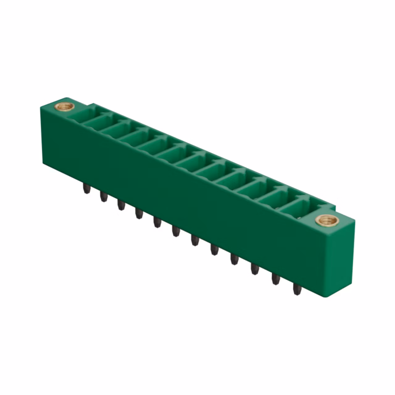 3.81mm Pitch Eurostyle Vertical PCB Header, with Threaded Retention Inserts, Green Housing, 12 Circuits for sale