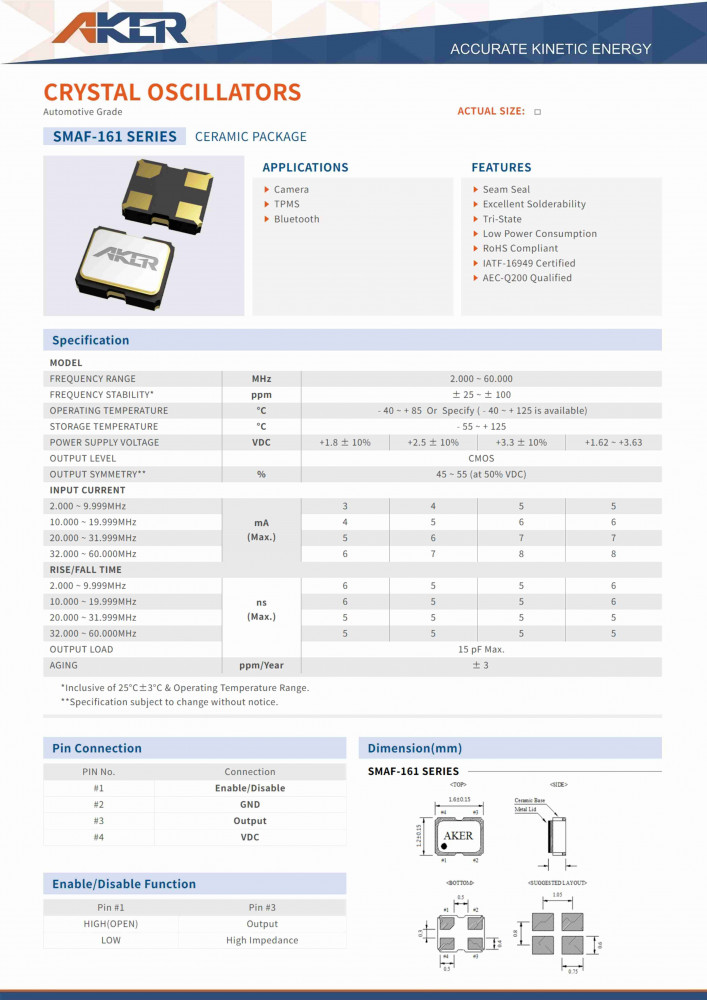 AKER SMAF-161 Series technical document page