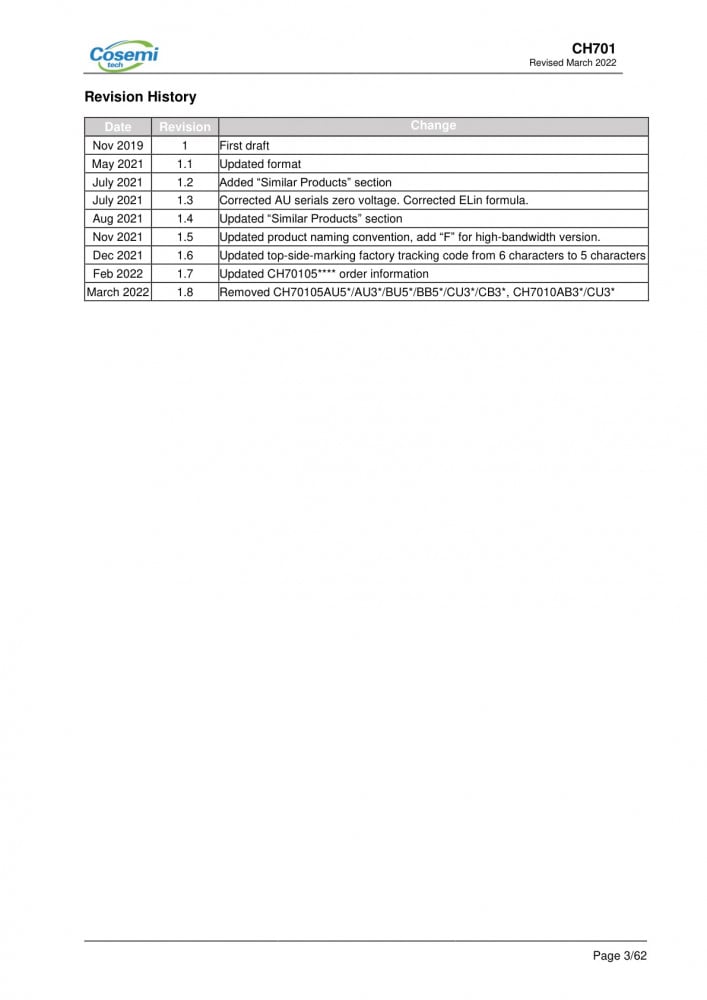 CH701 datasheet page 3