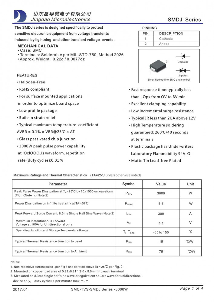 SMDJ series datasheet page 1