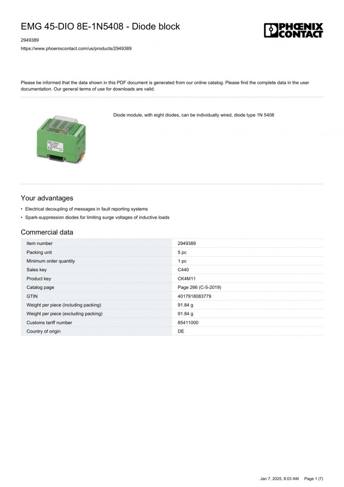 Phoenix Contact 2949389 document page 1