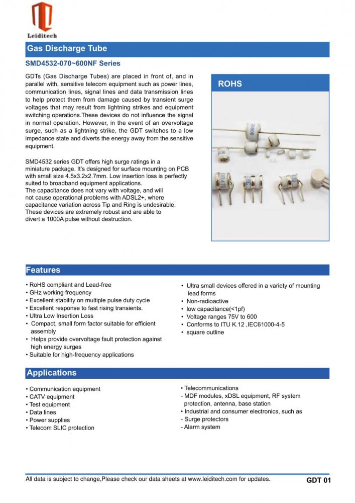 SMD4532 series datasheet page 1