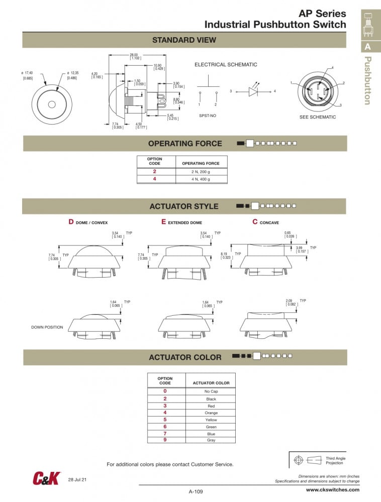 C&K AP Series datasheet page 2