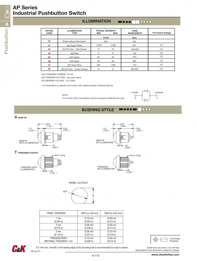 C&K AP Series datasheet page 3