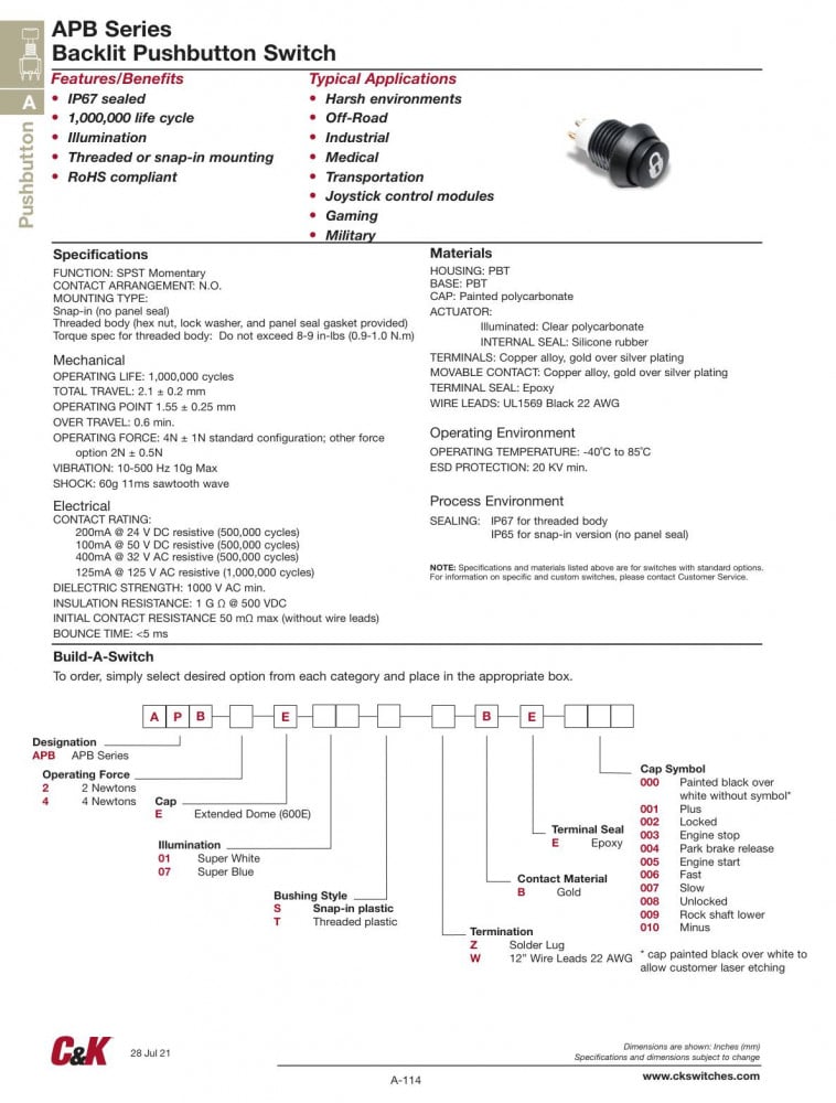 C&K AP Series datasheet page 7