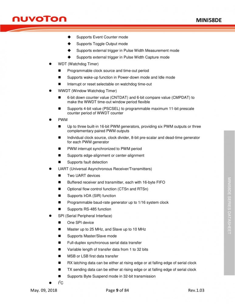 MINI58FDE datasheet page 9