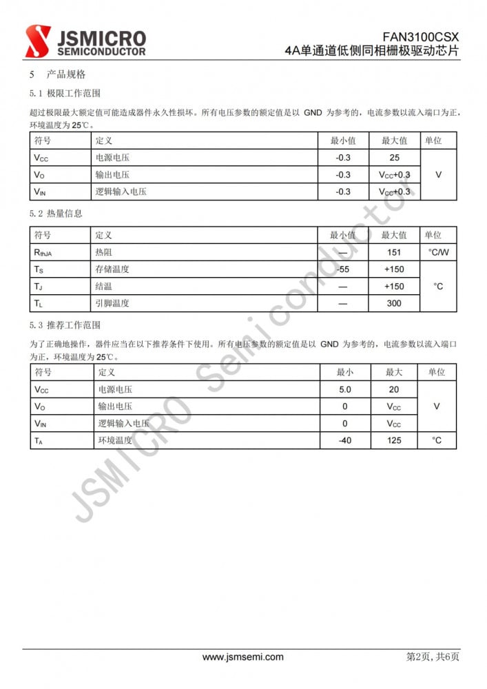 FAN3100CSX-JSM datasheet page 2