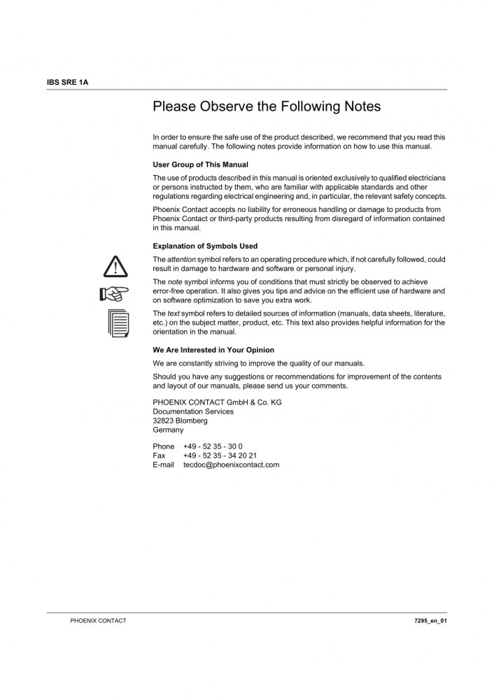 IBS SRE 1A manual page 4