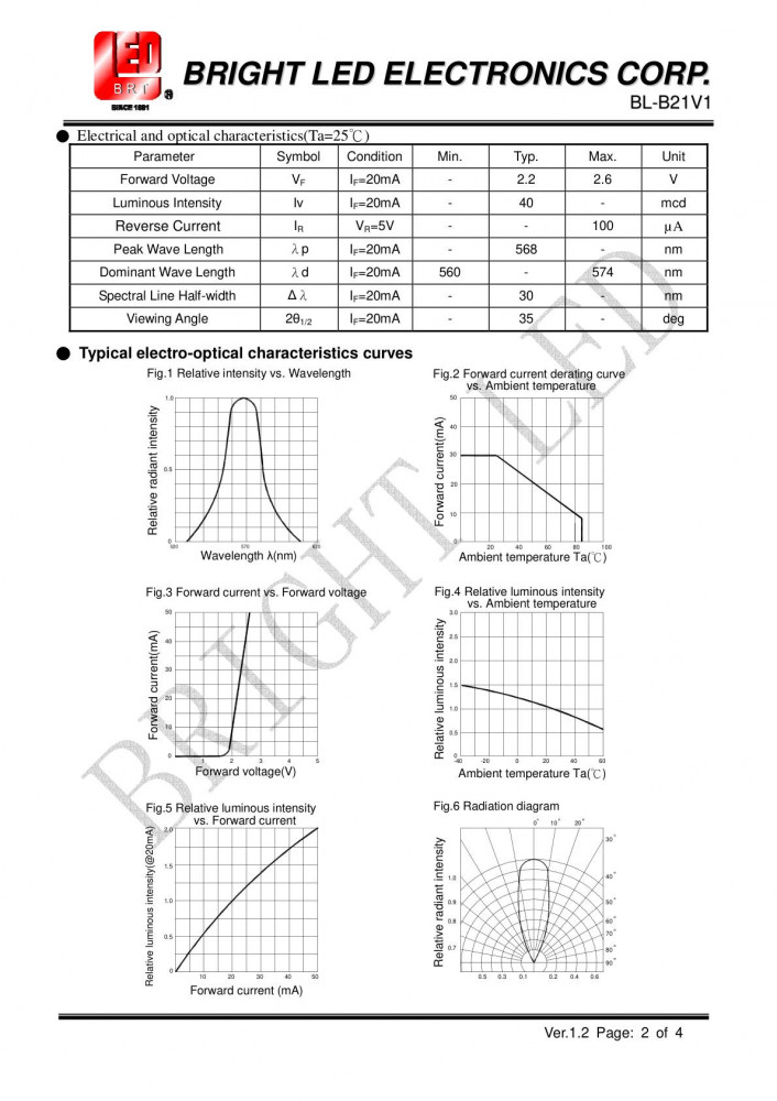 BL-B21V1 datasheet page 2