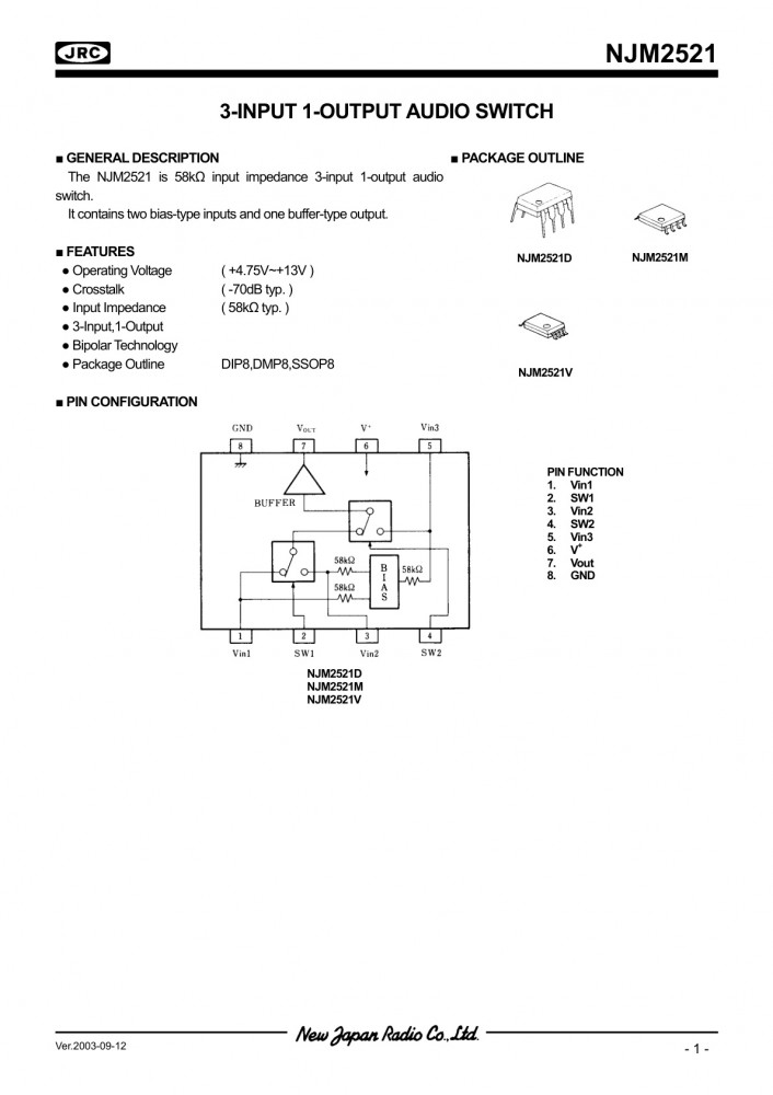 NJM2521M technical documentation image, page 1
