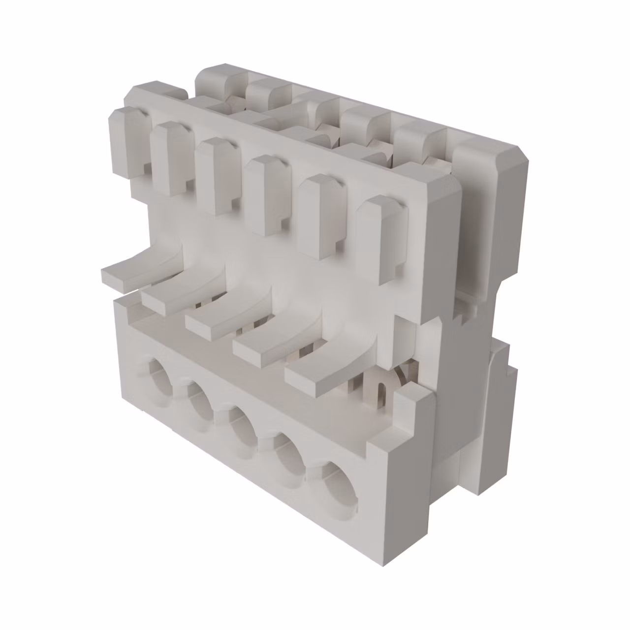 Appli-Mate RAST 2.5 Female Connector, 2.50mm Pitch, 5 Circuits, All Position Keys, Open Endwalls, Polarizing Rib Between Circuits 2 & 3 for sale