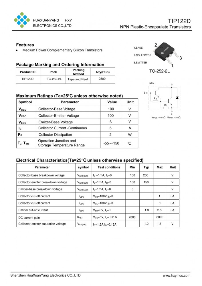 TIP122D datasheet page 1