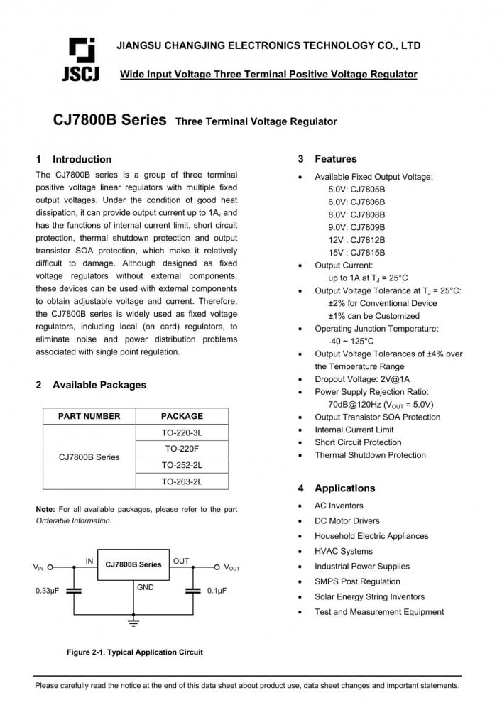 CJ7805B-TGN-ARG datasheet page 1