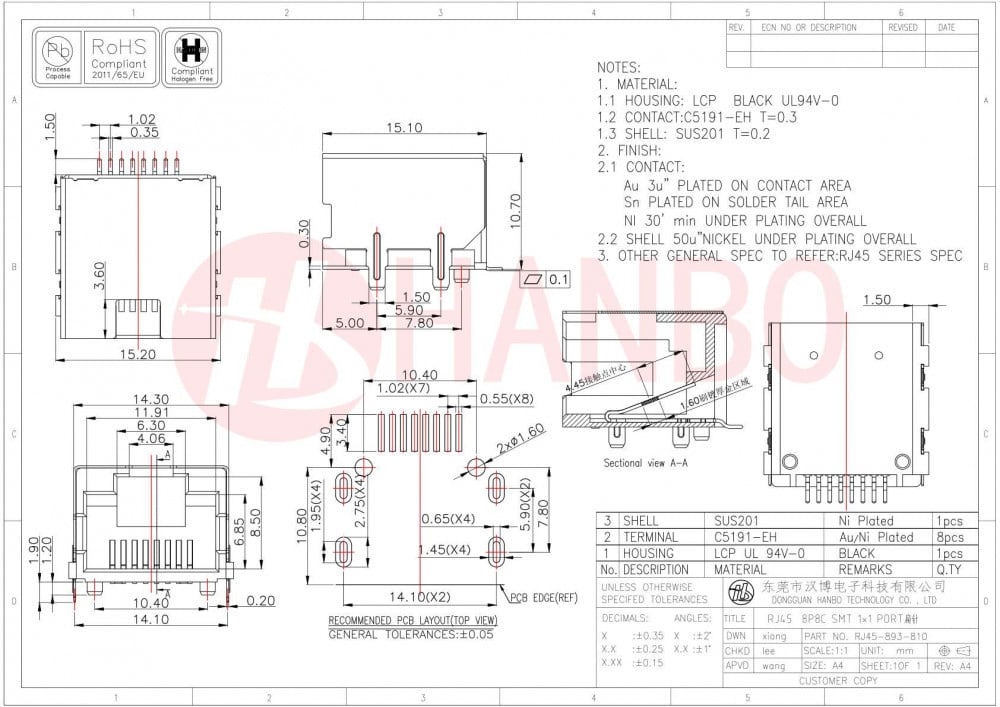 RJ45-893-810 technical document preview