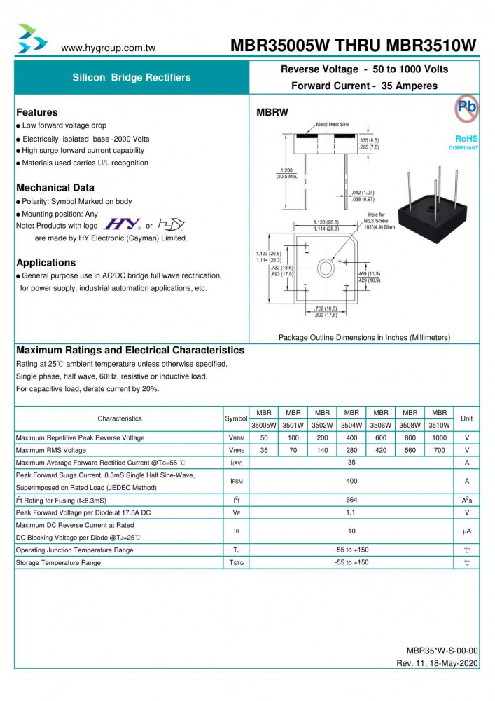 MBR3510W datasheet page 1