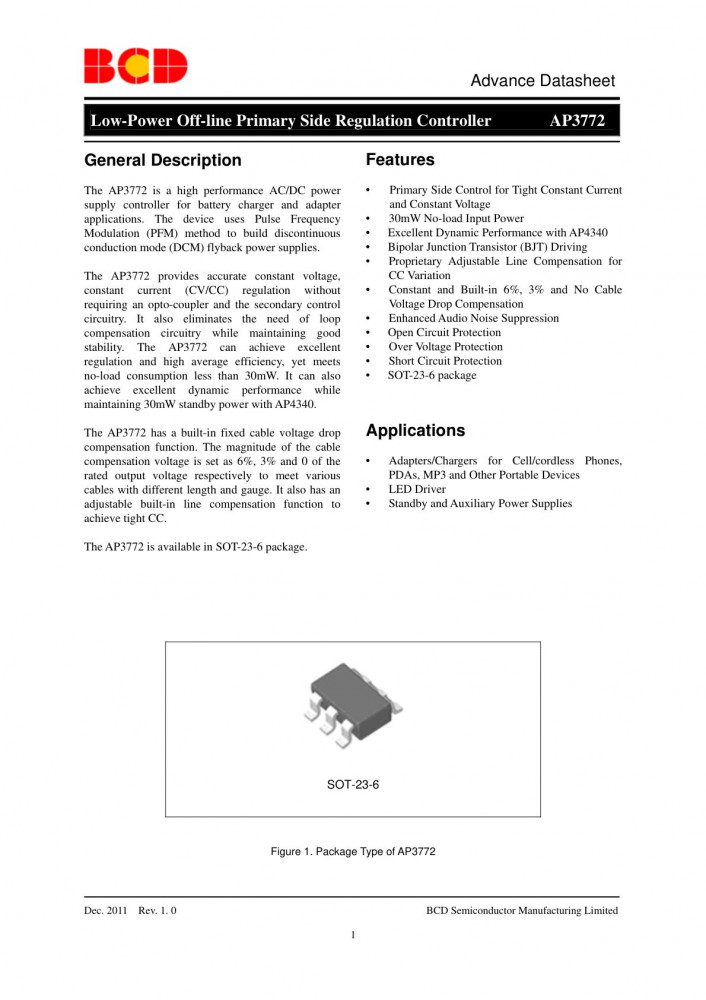 AP3772 datasheet page 1