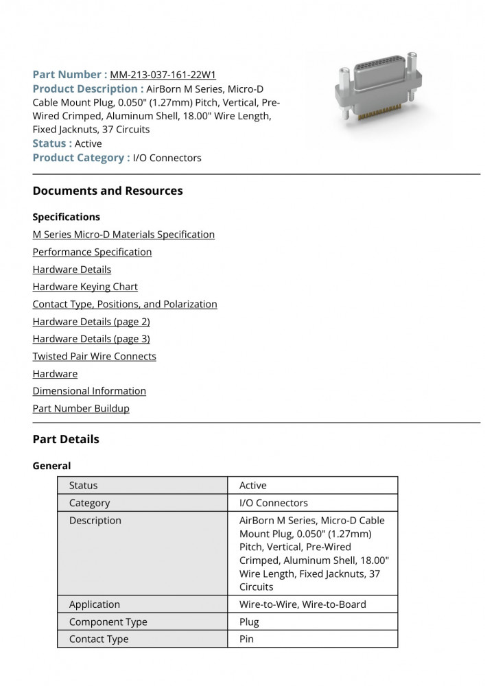 Technical document page 1 for the product