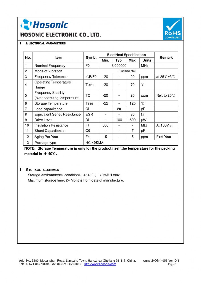 HOSONIC E49B8E000001AE specification page 3