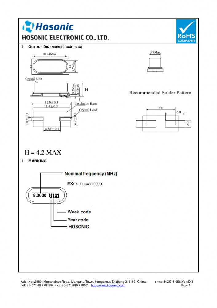 HOSONIC E49B8E000001AE specification page 5