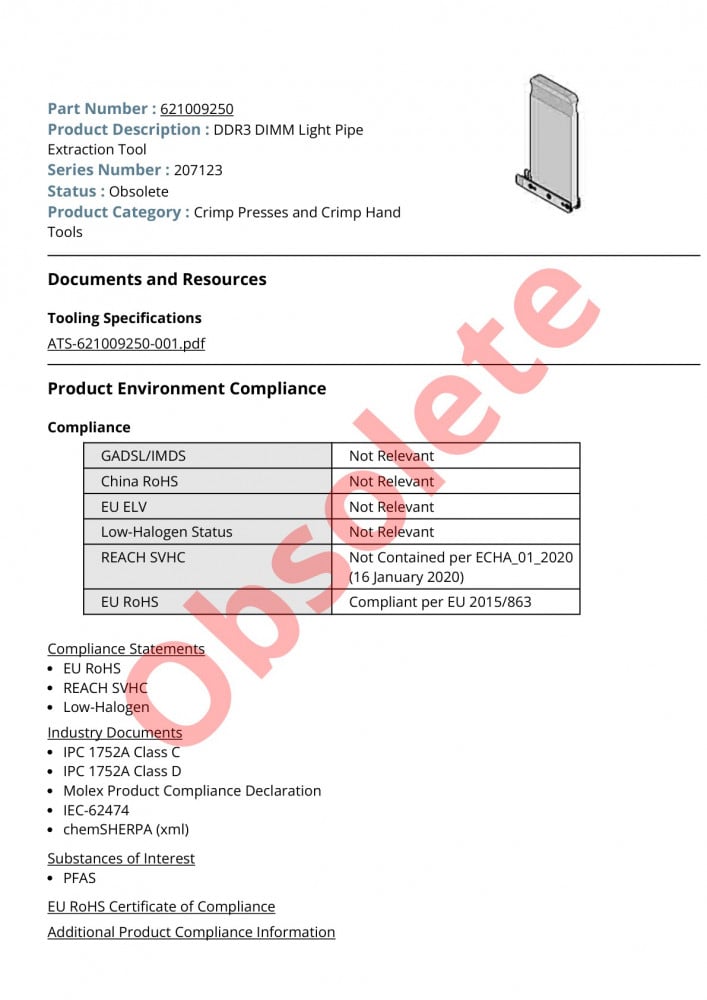 Tooling specification document preview, page 1