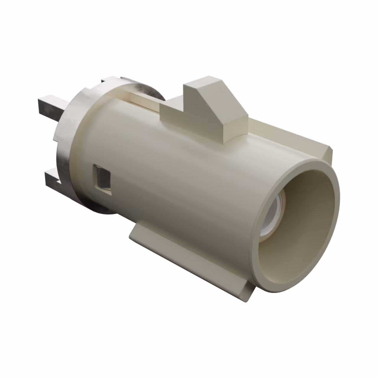 FAKRA Jack, Straight, PCB Receptacle, Through Hole, Keying Code I, Brass Body, Tin (Sn) Plated, Beige, 50 Ohms for sale