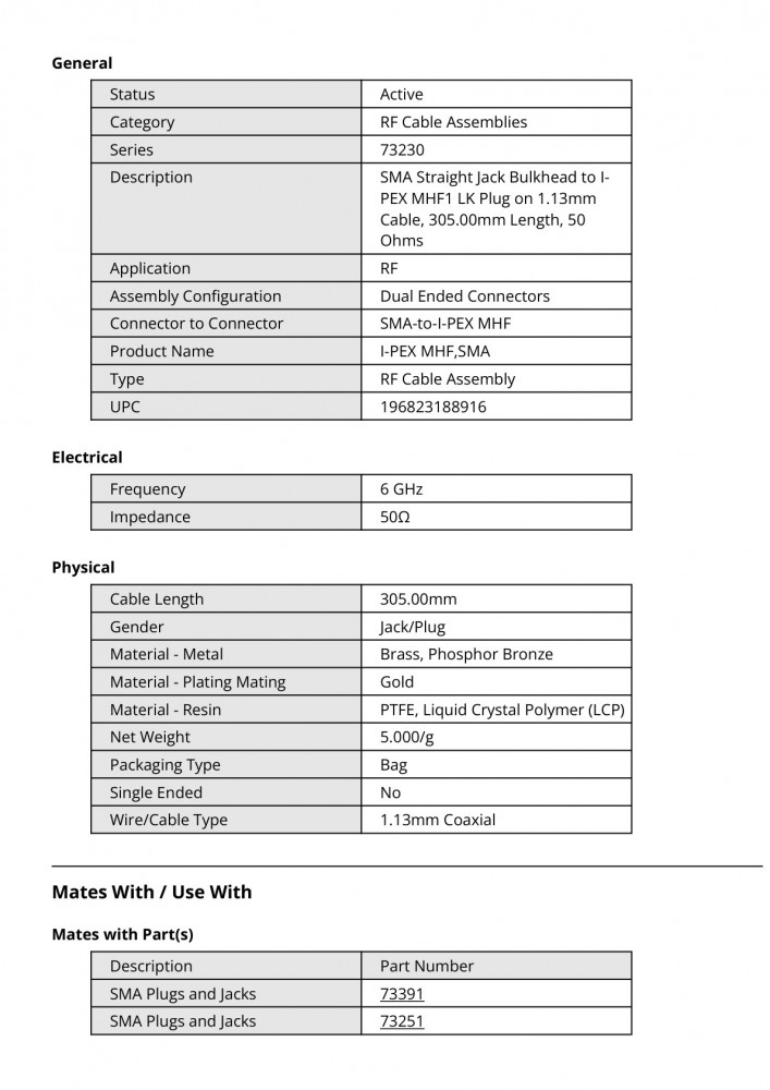 MOLEX 732306230 product document image, page 2