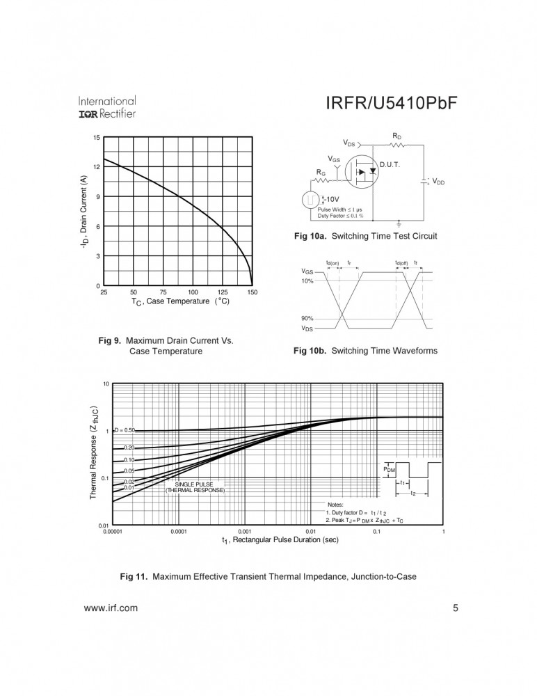 IRFR5410TRPBF datasheet page 5