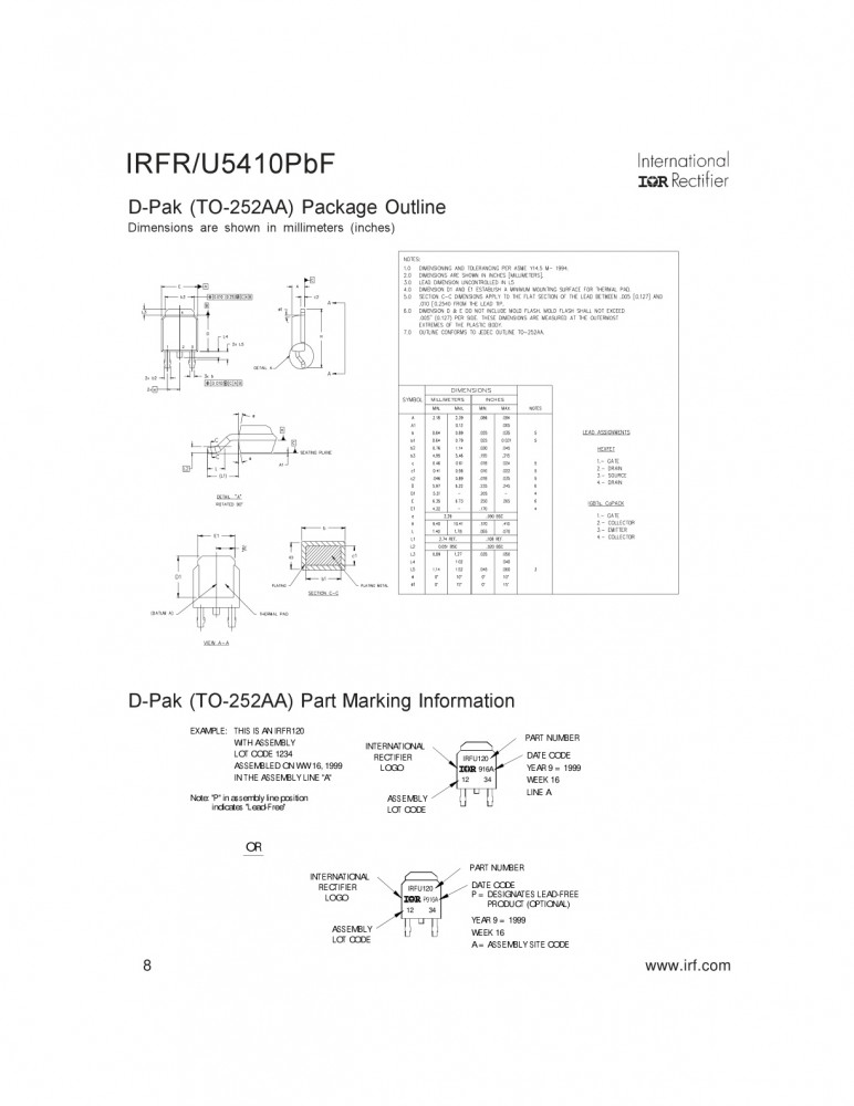 IRFR5410TRPBF datasheet page 8