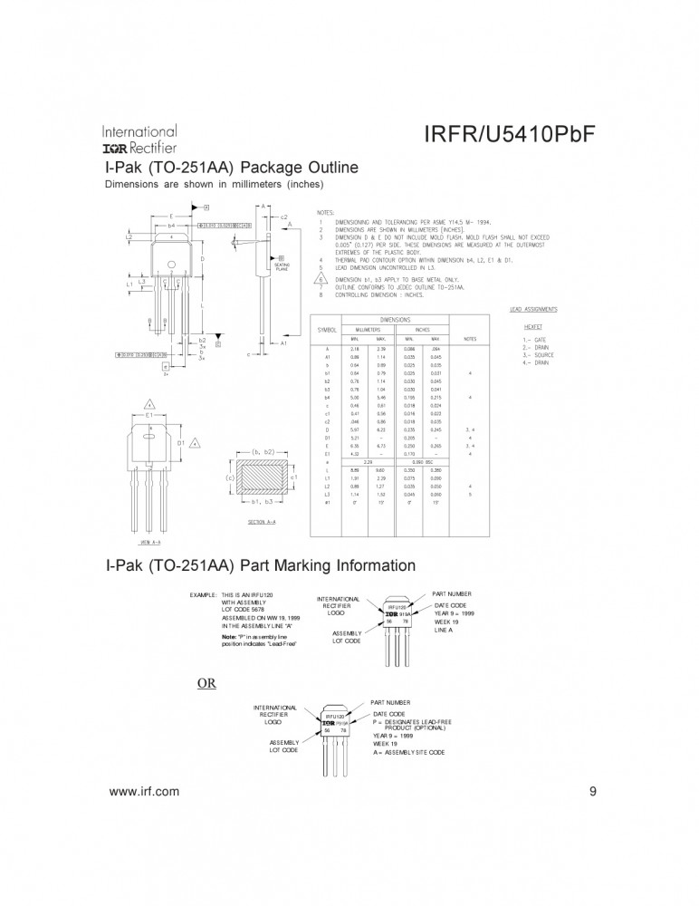 IRFR5410TRPBF datasheet page 9
