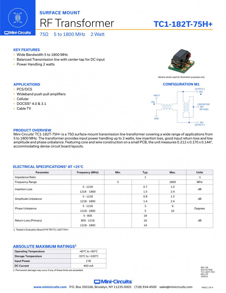 TC1-182T-75H+ technical document page 1