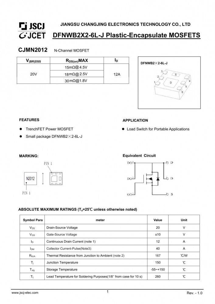 CJMN2012 datasheet page 1