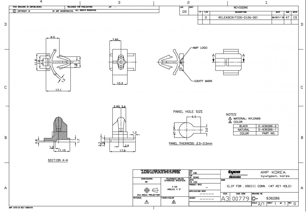 TE Connectivity 936286-1 engineering drawing preview