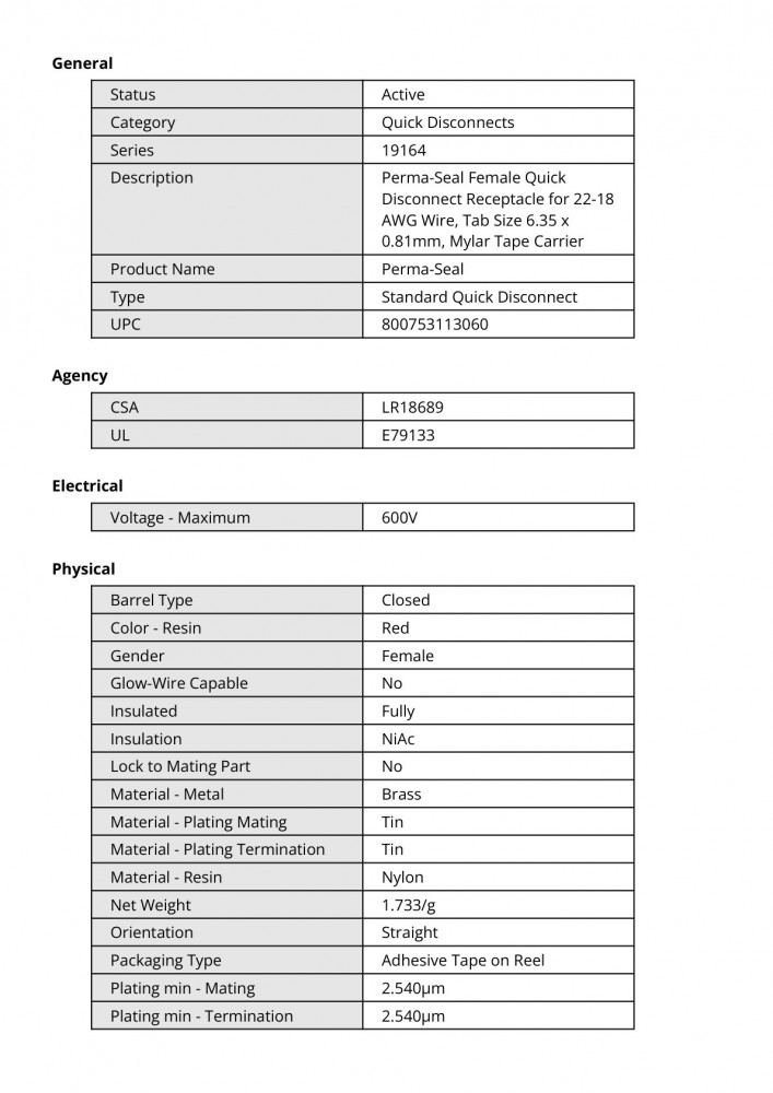 MOLEX 191640018 technical document page 2